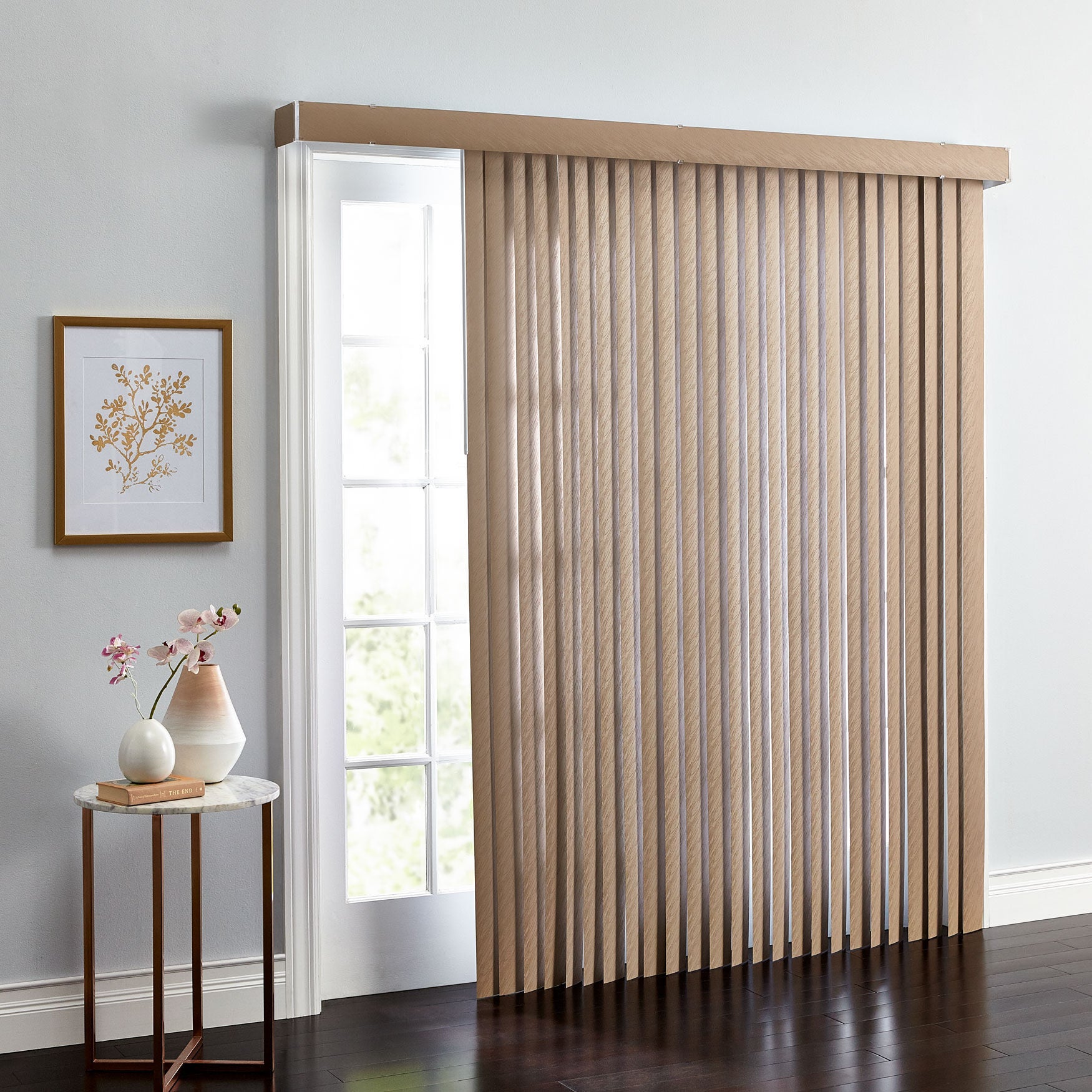 Vinyl Embossed Slat Blinds Two Reversible Looks Light Taupe King Size