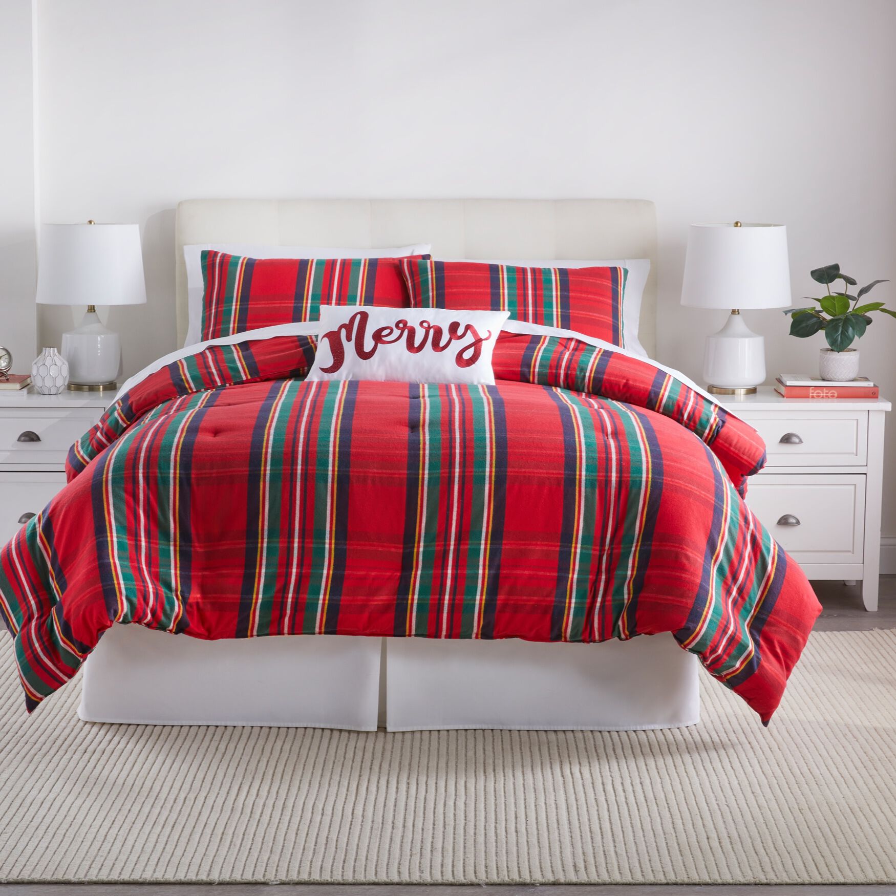 Yarn Dyed Flannel Comforter Set - 4 Pc., Red Plaid | King Size