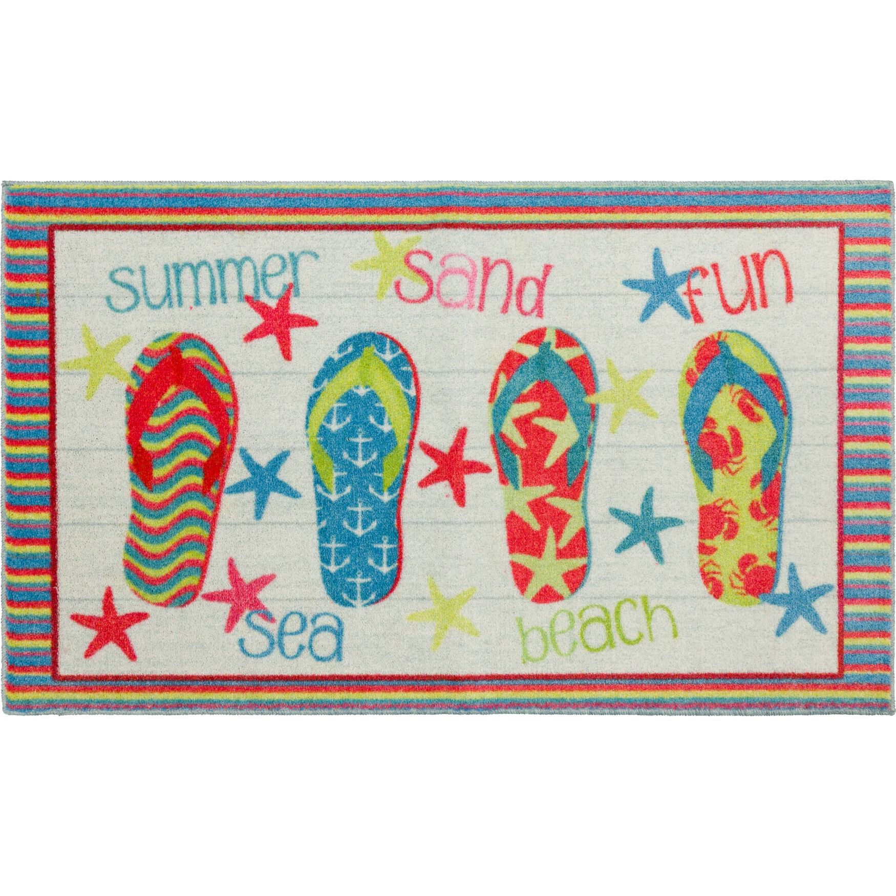 Boardwalk Flip Flops Kitchen Rug - Multi Summer Rug, 4500230 | King Size