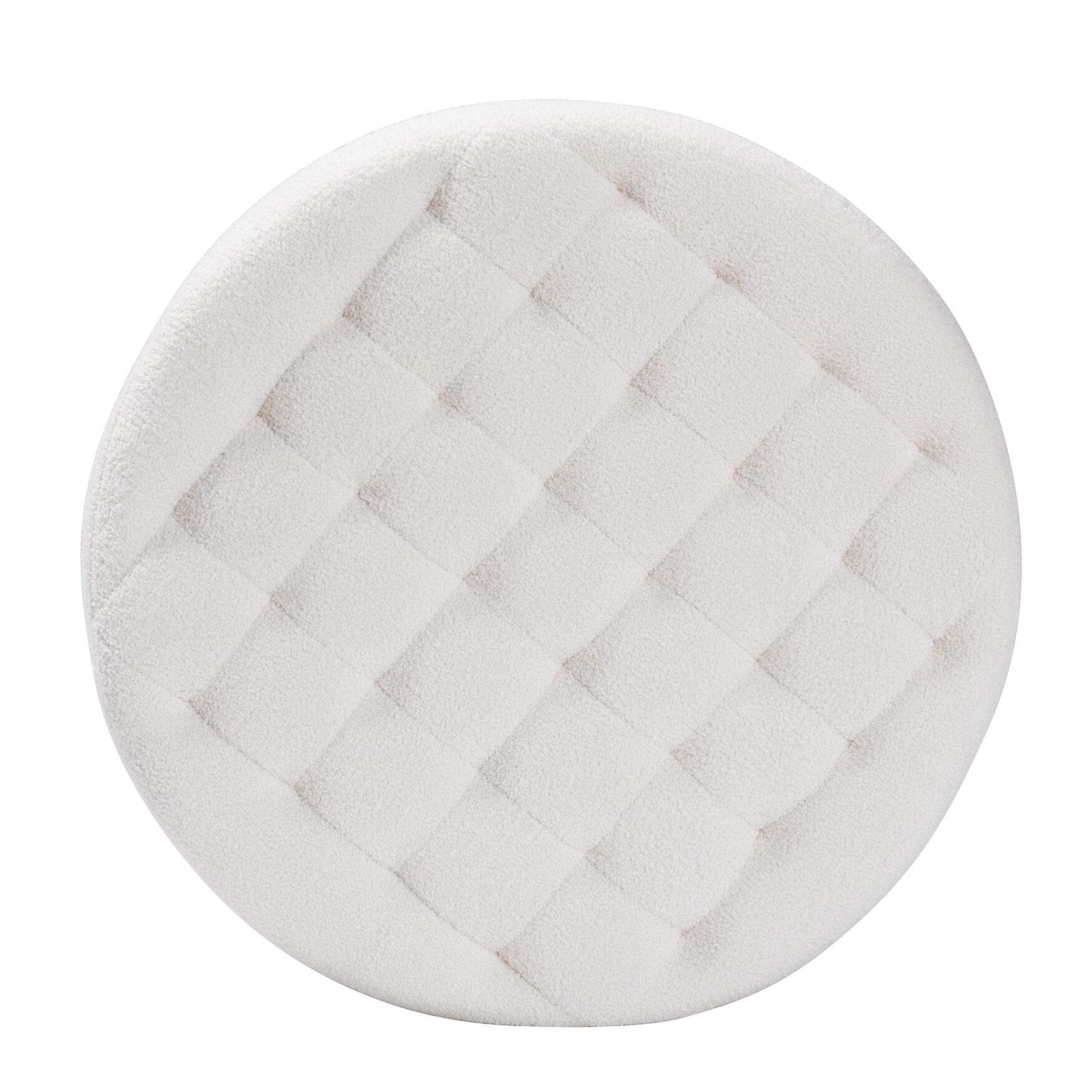 Athena Round Wood Ottoman - Grid-Tufted Boucle, 4461903 | King Size