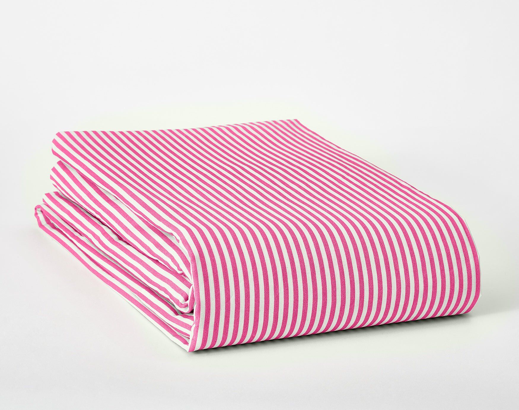 Mix and Match Flat Sheet Cotton Bedding, Pink Stripe | King Size