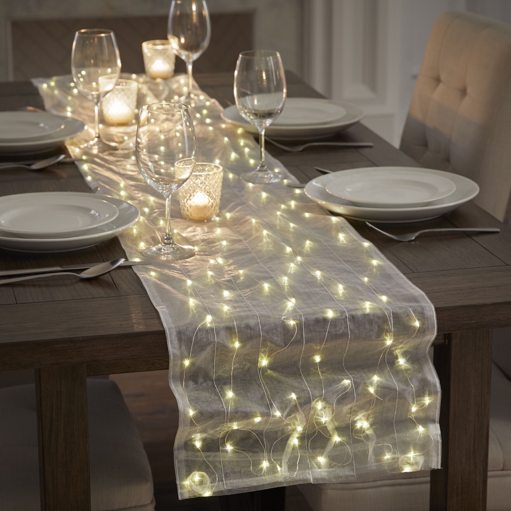 LED Table Runner with Timer Function - 84"x18", Gold | King Size