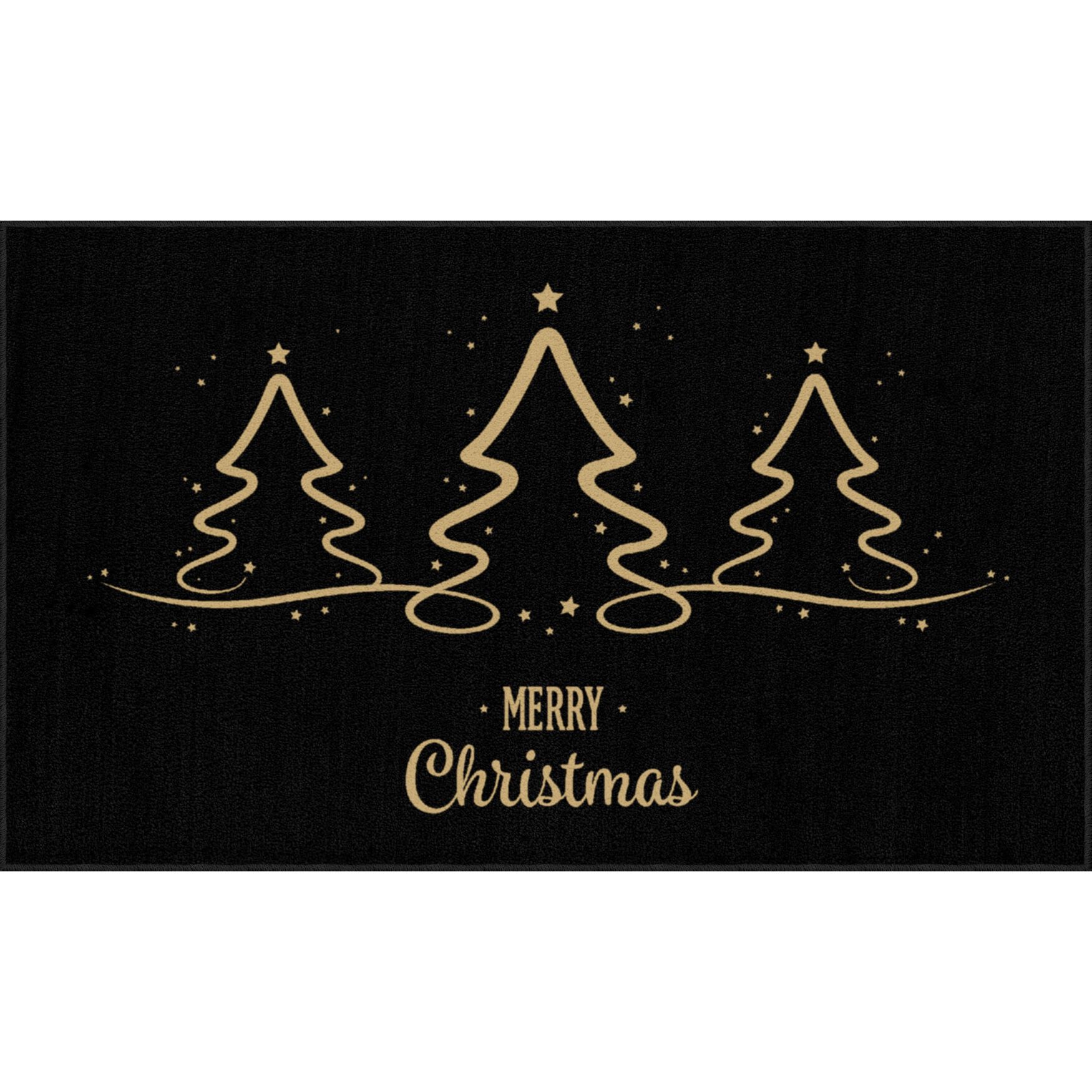 Calligraphy Trees Rug - Festive Black Kitchen Mat, 4495677 | King Size