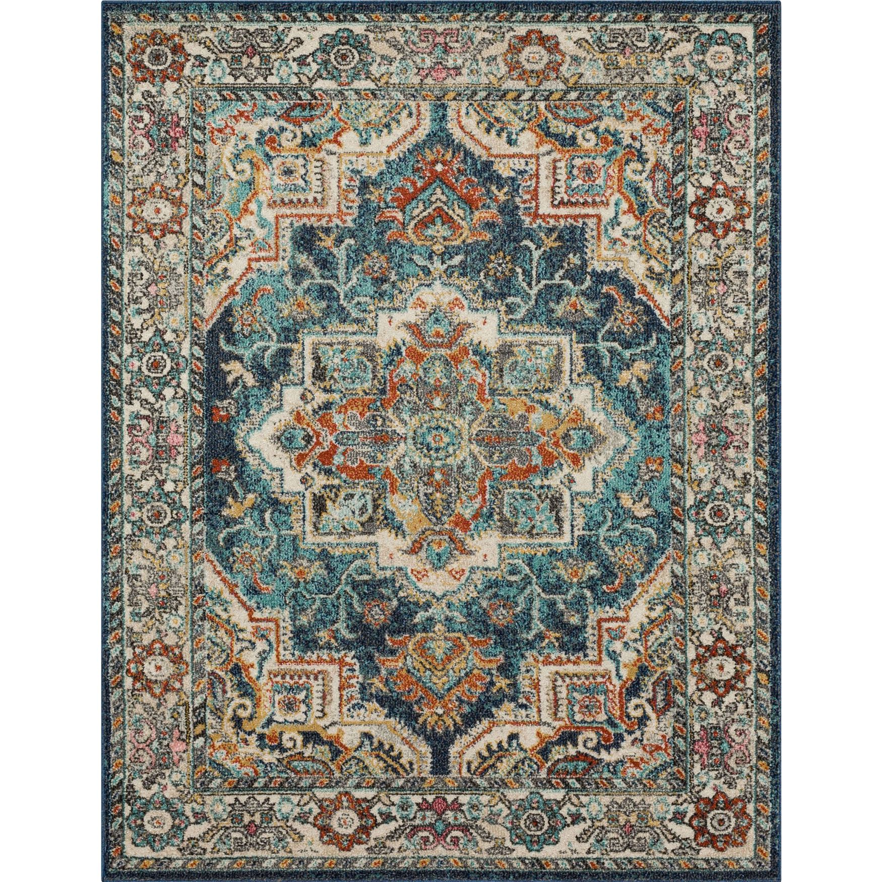 Ornamental Medallion Rug: Dellen Area Rug, Blue | King Size