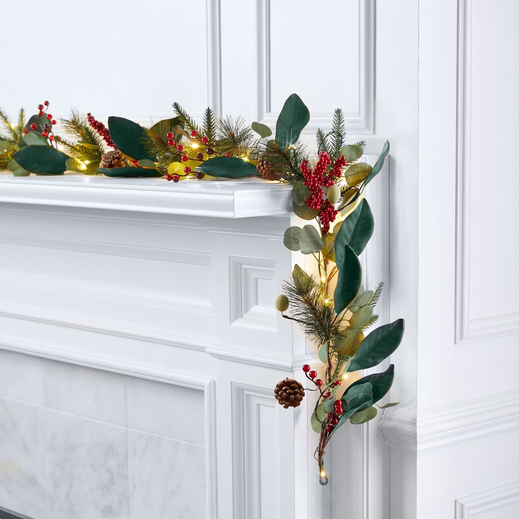 Holiday Pine Garland with LED Lights, 4429644 | King Size