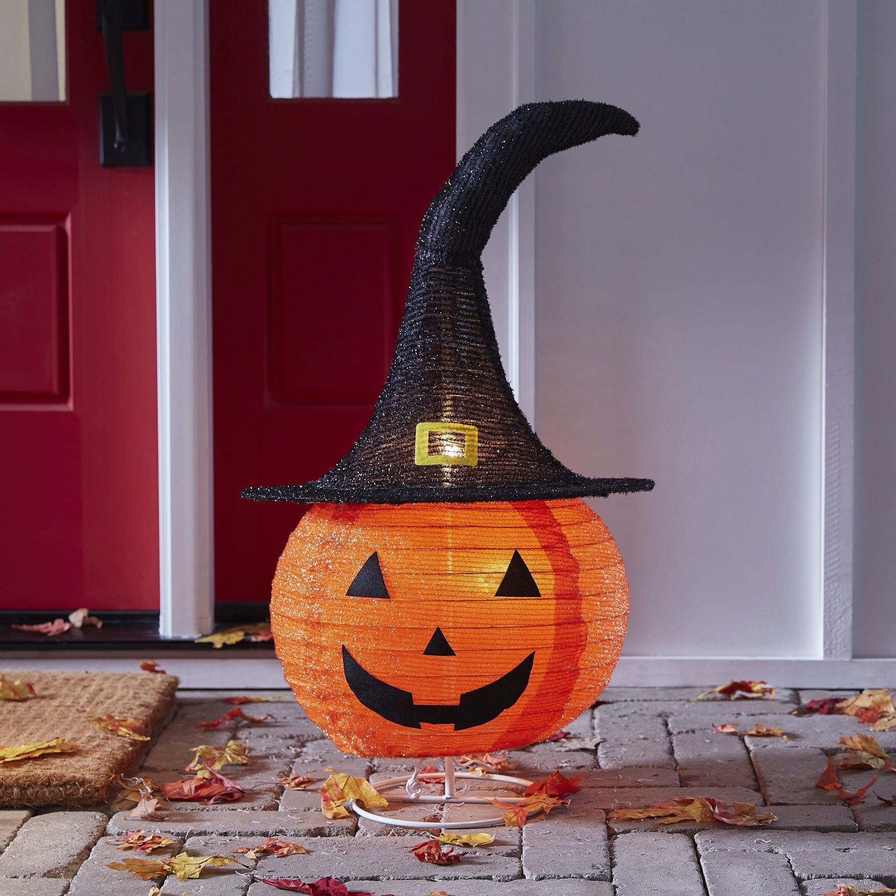 24" Pre-Lit Pumpkin Decoration – Perfect Porch Decor, Orange | King Size