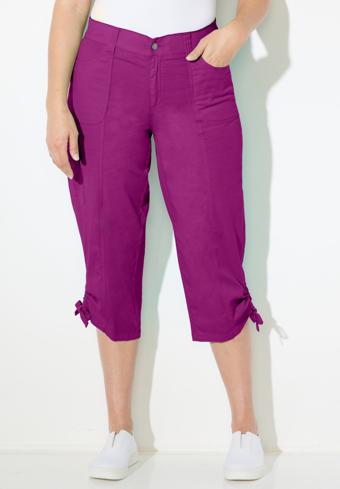 Comfort Waist Bungee Cargo Capri | King Size