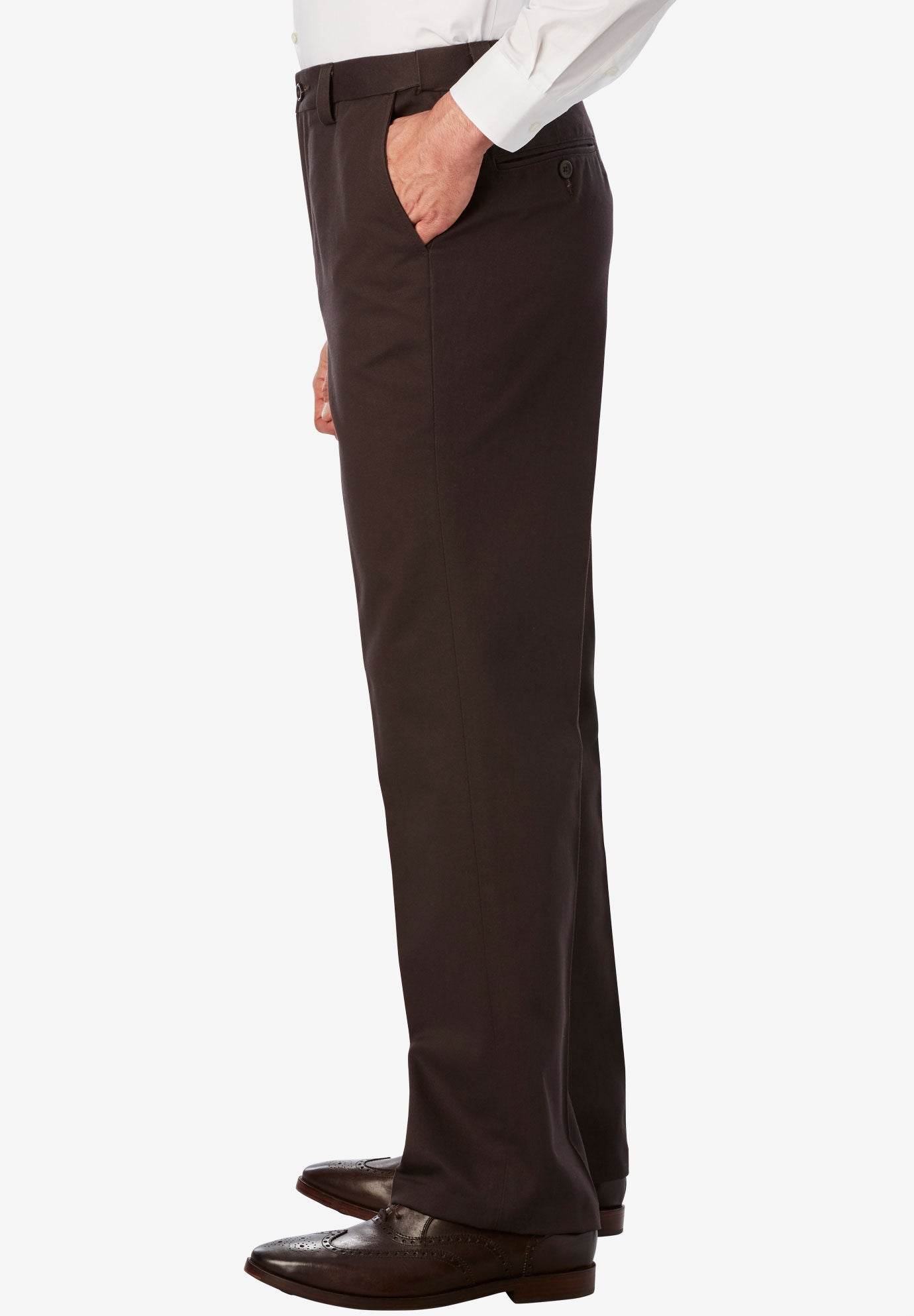 Wrinkle-Free Relaxed Fit Expandable Waist Pants, Black | King Size