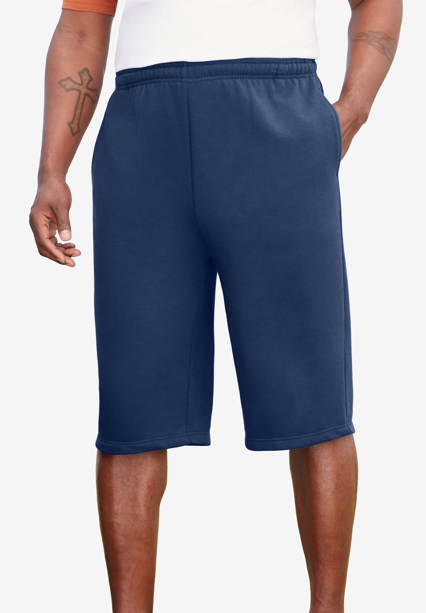 Fleece Extra Long Shorts for Big and Tall Men, Navy | King Size