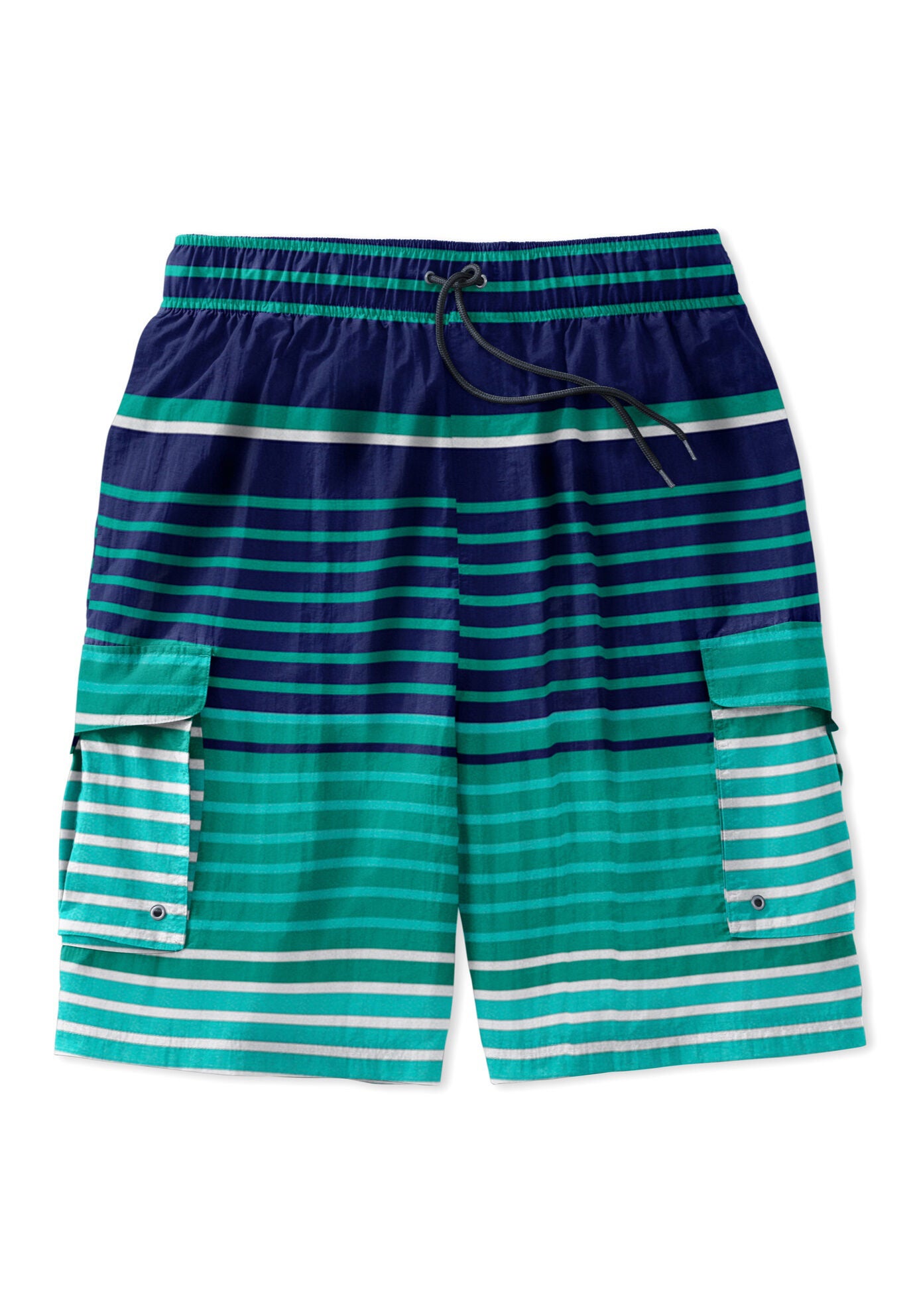 8" Printed Cargo Swim Trunks for Big Guys, Stars And Stripes | King Size