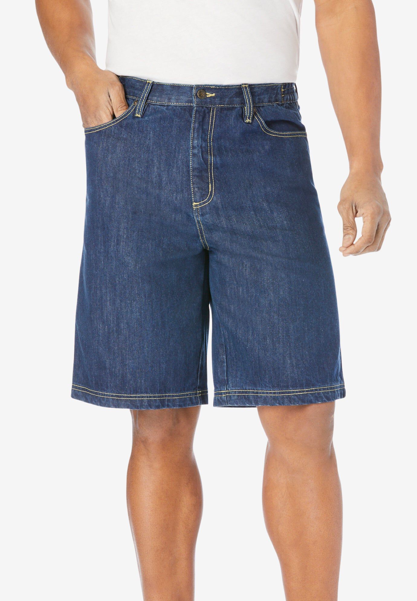 Men's 5-Pocket Classic Denim Shorts, Black Denim | King Size