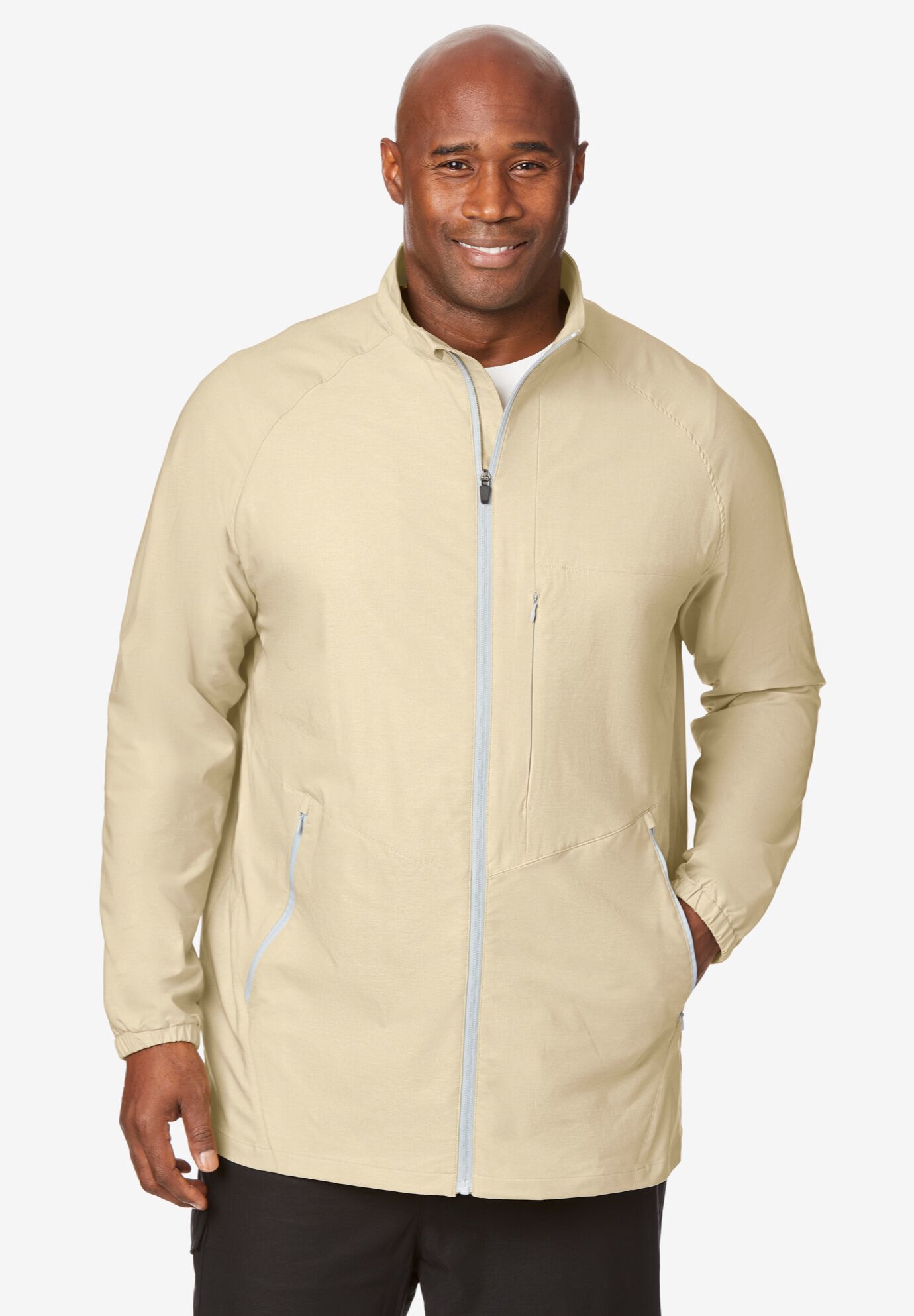 Quick Drying Sport Jacket with Water Resistance, Heather Fawn | King Size