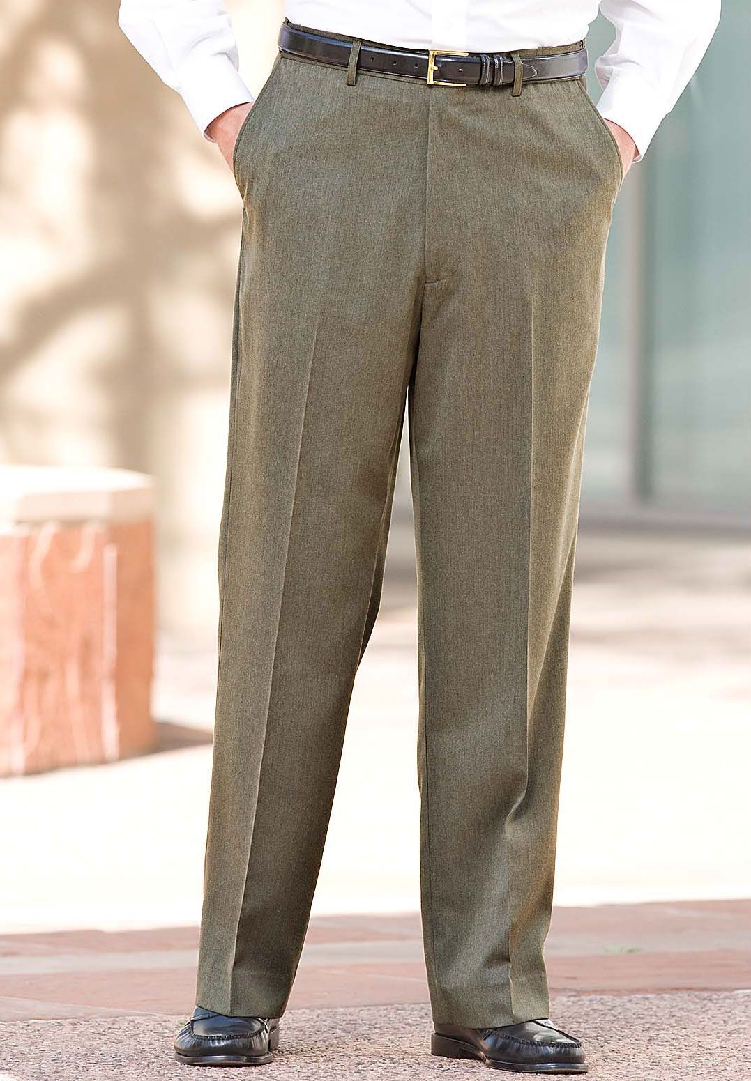 Wrinkle-Resistant Expandable Waist Dress Pants, Heather Charcoal | King ...