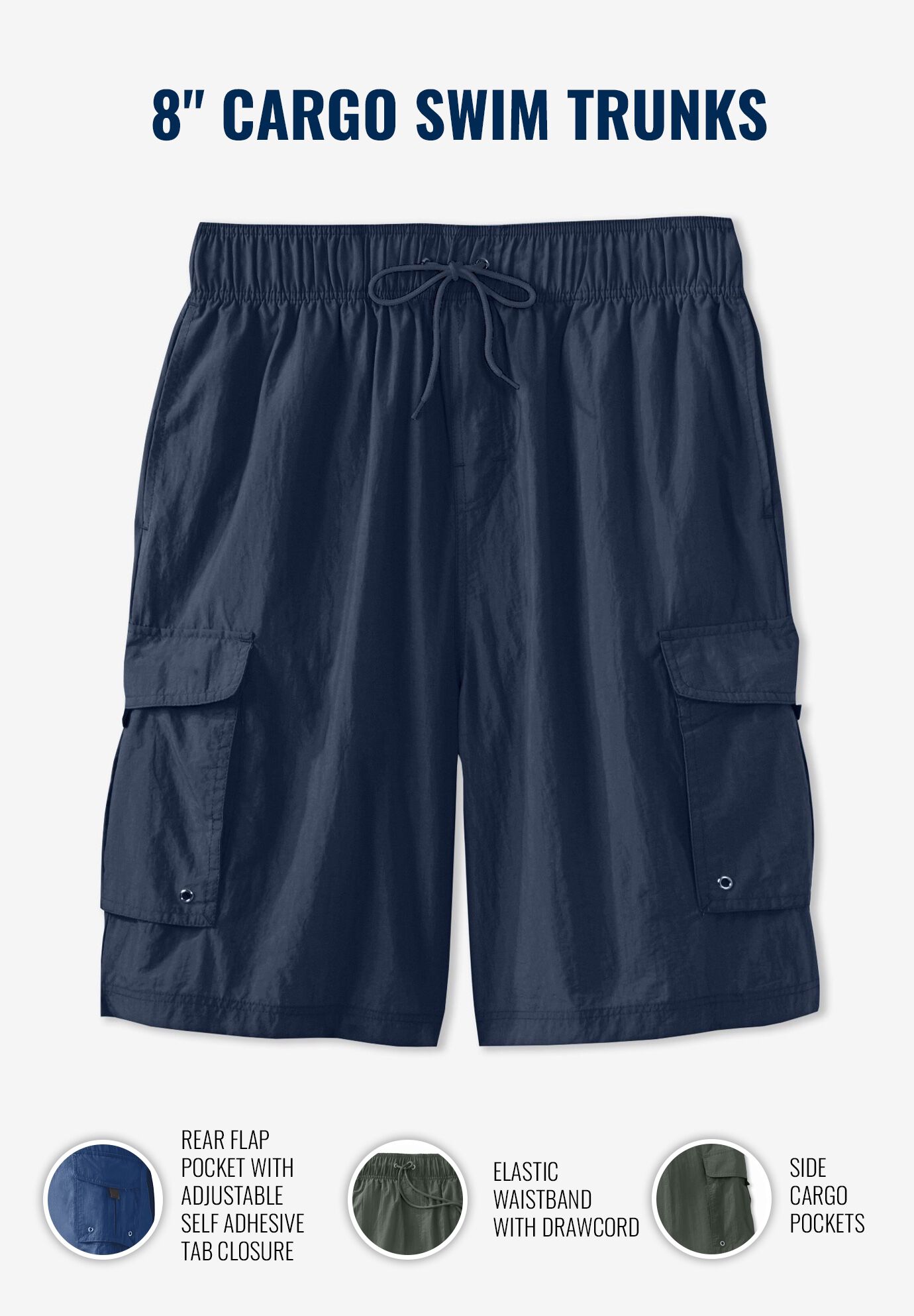 8" Cargo Swim Trunks | King Size