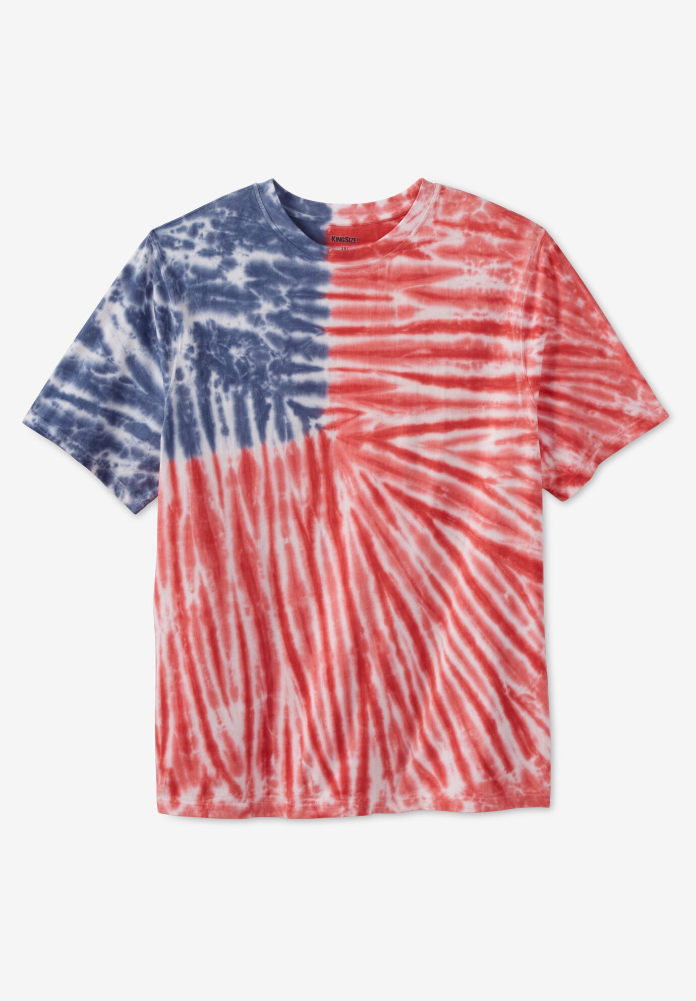 Tie-Dye Crewneck Tee - 100% Cotton, American Flag Tie Dye | King Size
