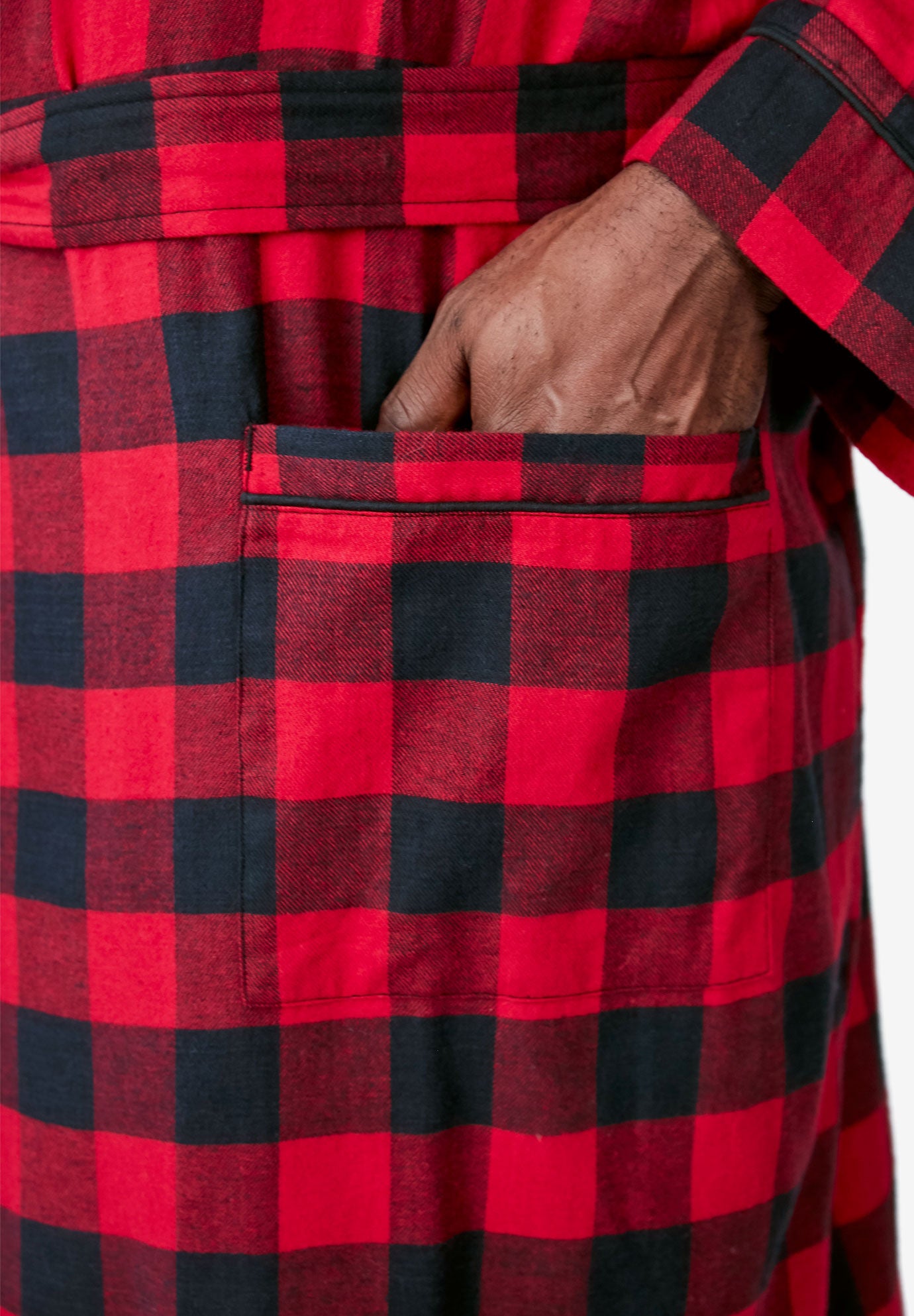 Jersey-Lined Flannel Robe with Shawl Collar, Twilight Plaid | King Size