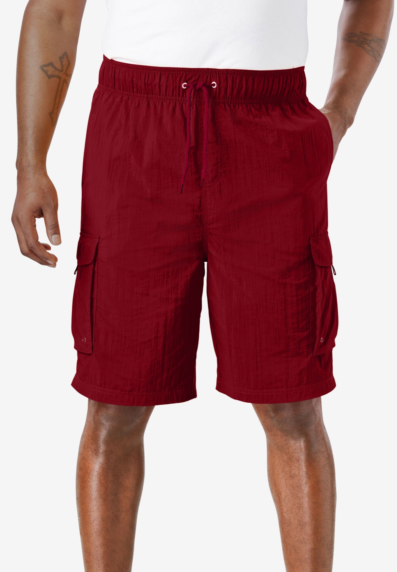 8" Cargo Swim Trunks with Mesh Lining, Rich Burgundy | King Size