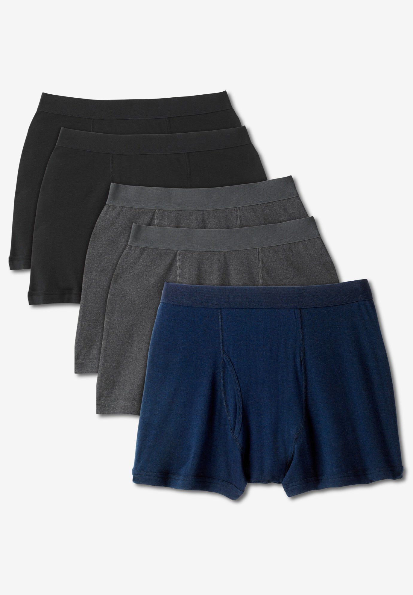 Men's Cotton Boxer Briefs Tagless 5-Pack, Assorted Basic | King Size
