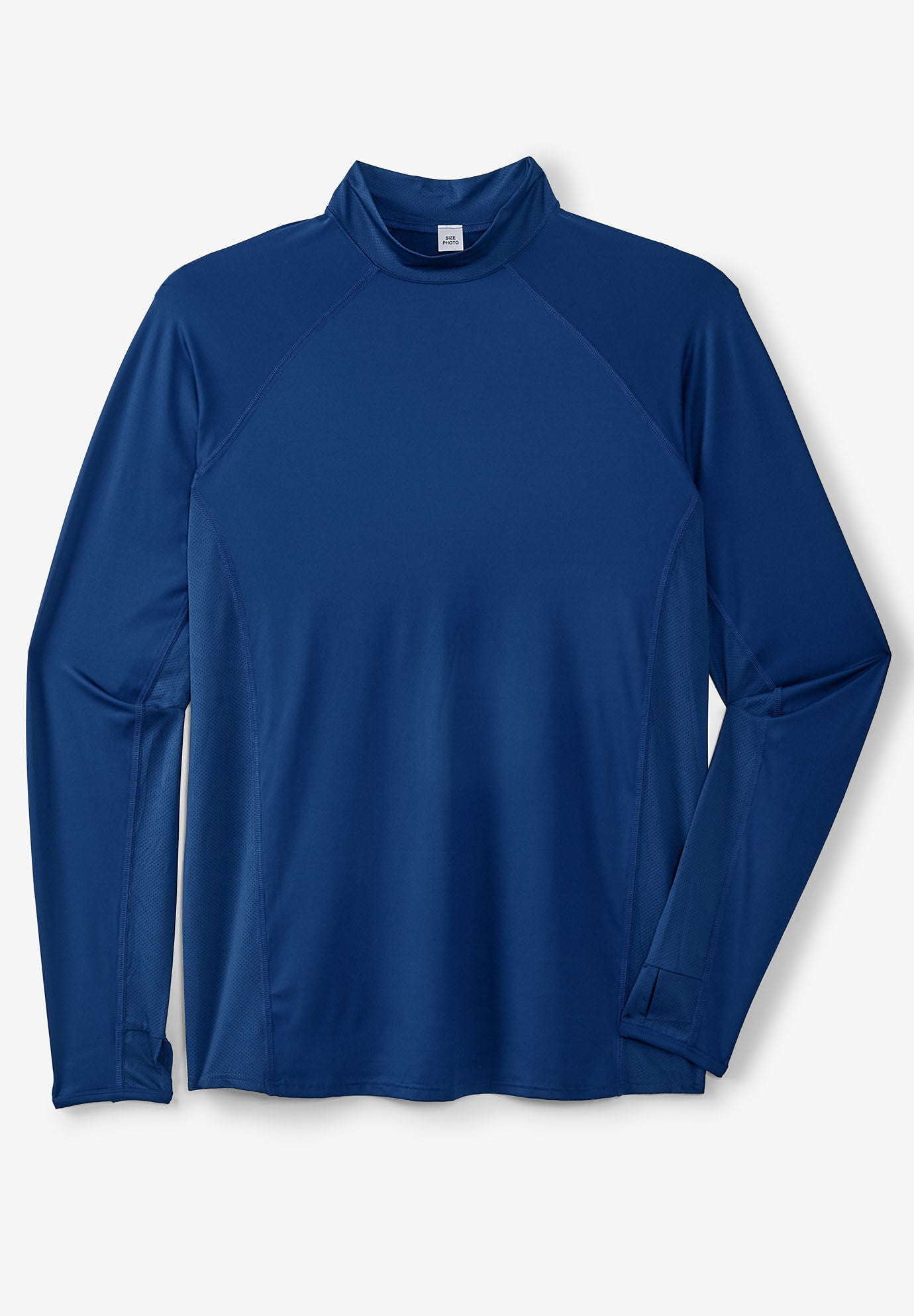 Mock Neck Base Layer Shirt, Moisture-Wicking, Midnight Navy | King Size