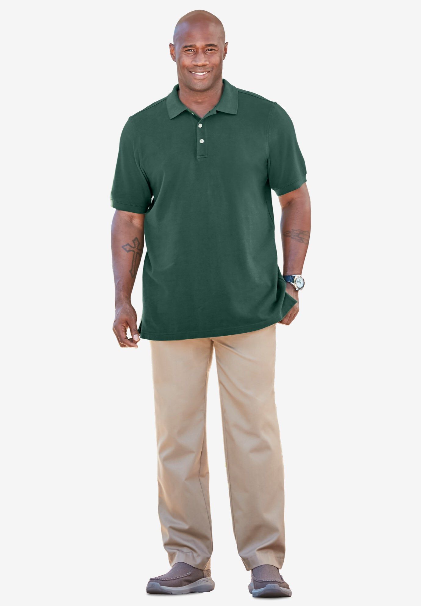 Shrink-Less™ Polo Shirt - Relaxed Fit, No Shrink, Royal Blue Marble ...