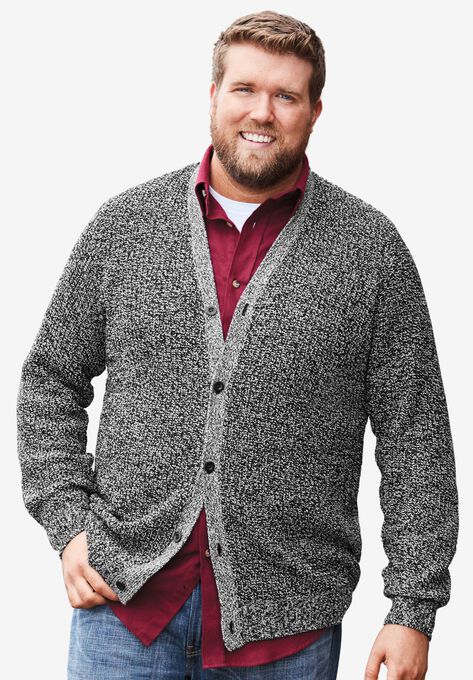 Shaker Knit V-Neck Cardigan Sweater | King Size