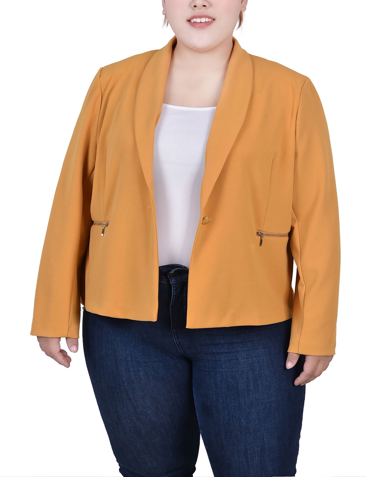 Cropped Long Sleeve Crepe Jacket | King Size