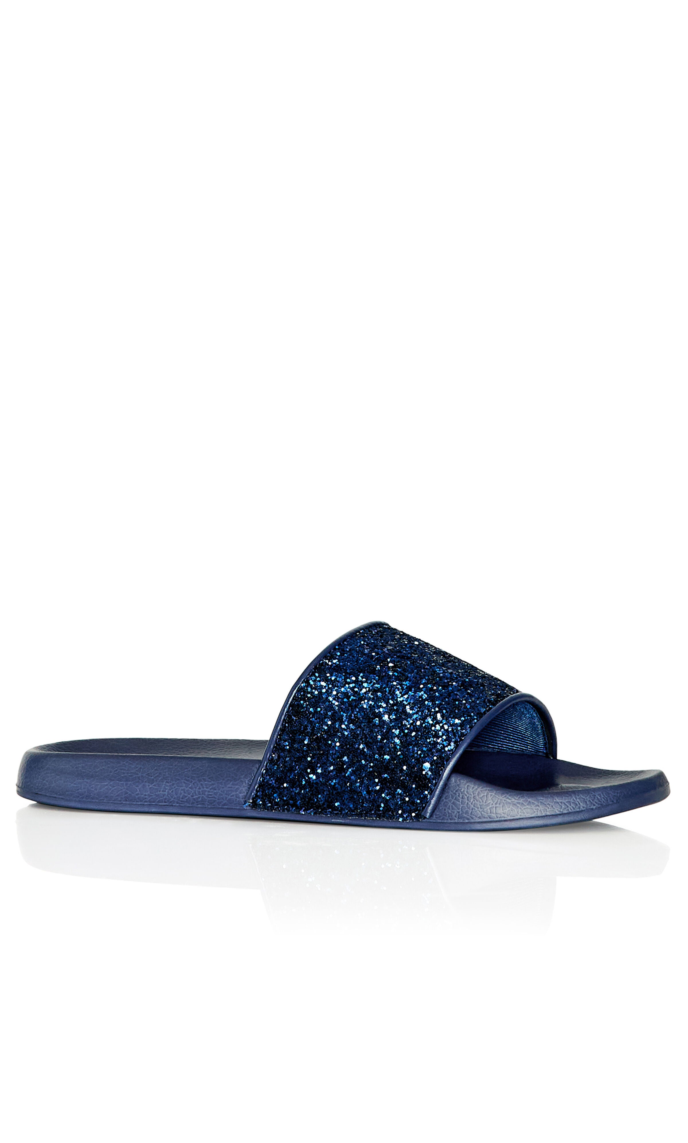 WIDE FIT Sally Sparkle Slide - navy | King Size