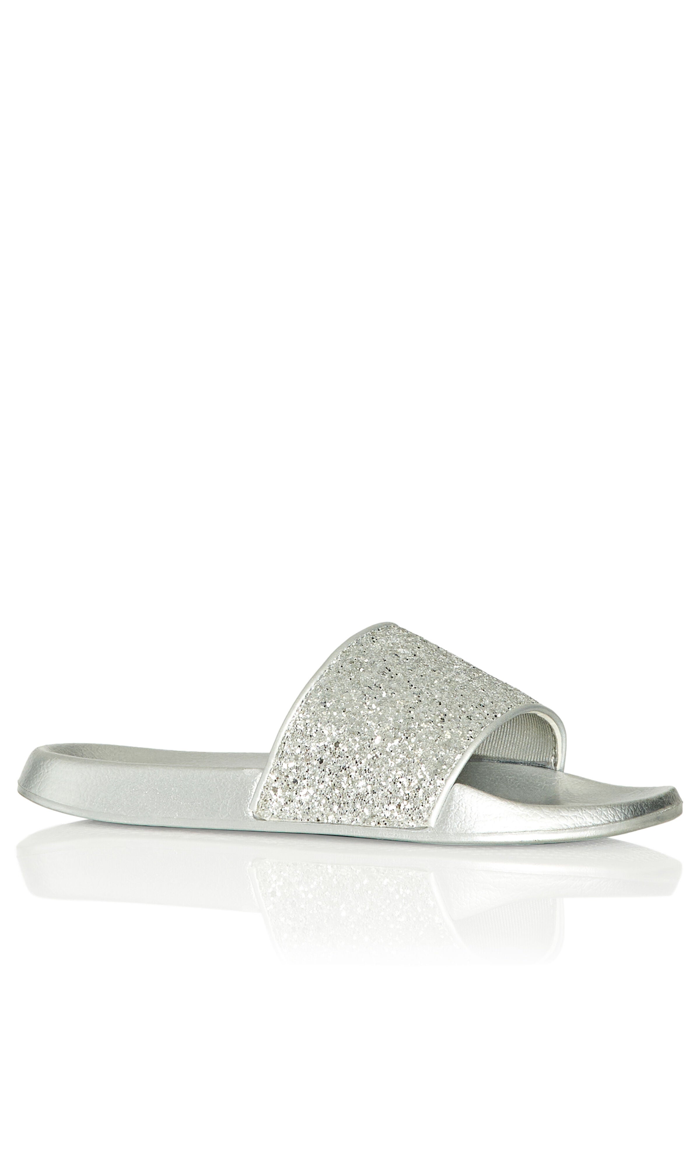 WIDE FIT Sally Sparkle Slide - silver | King Size