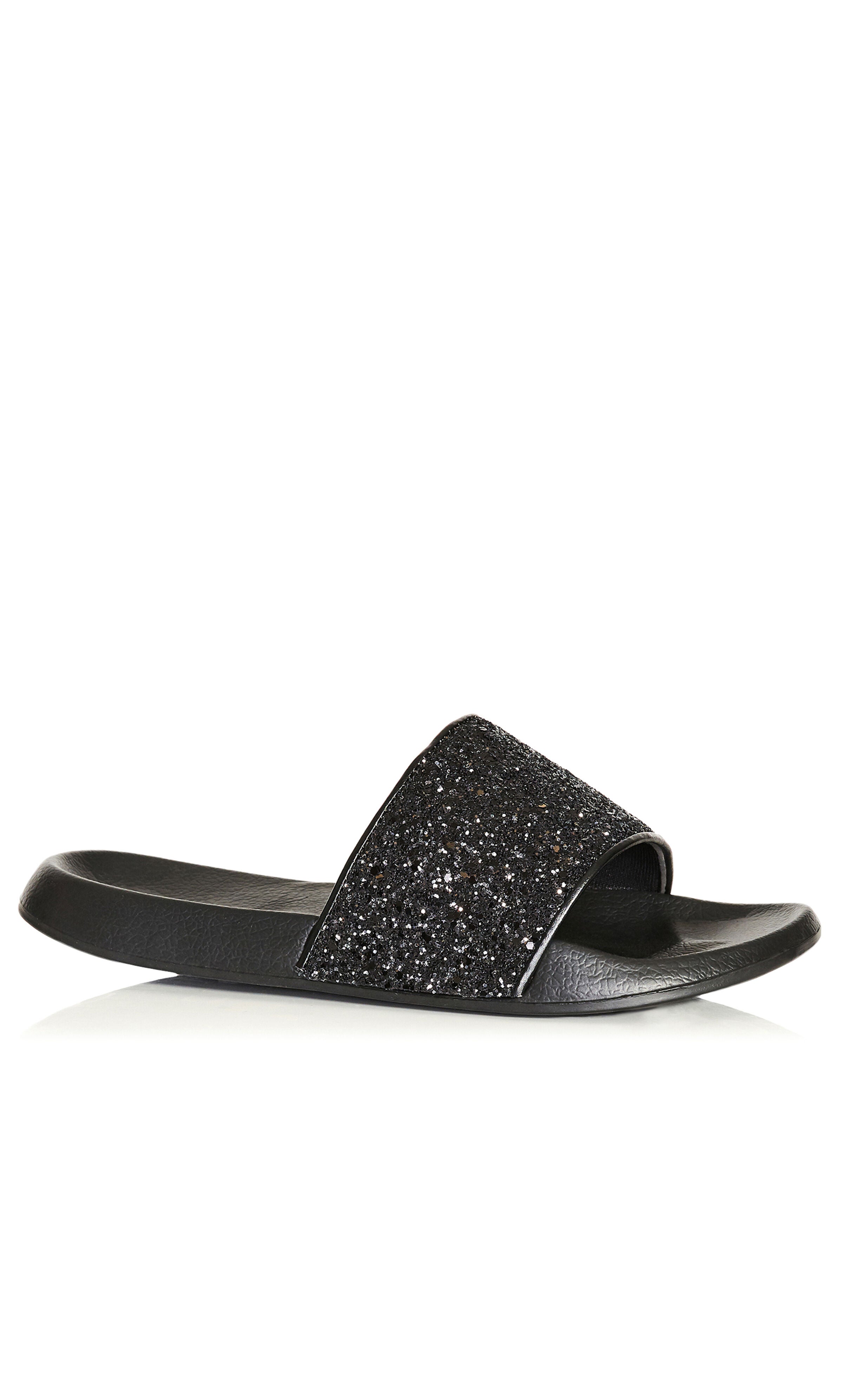 WIDE FIT Sally Sparkle Slide - black | King Size