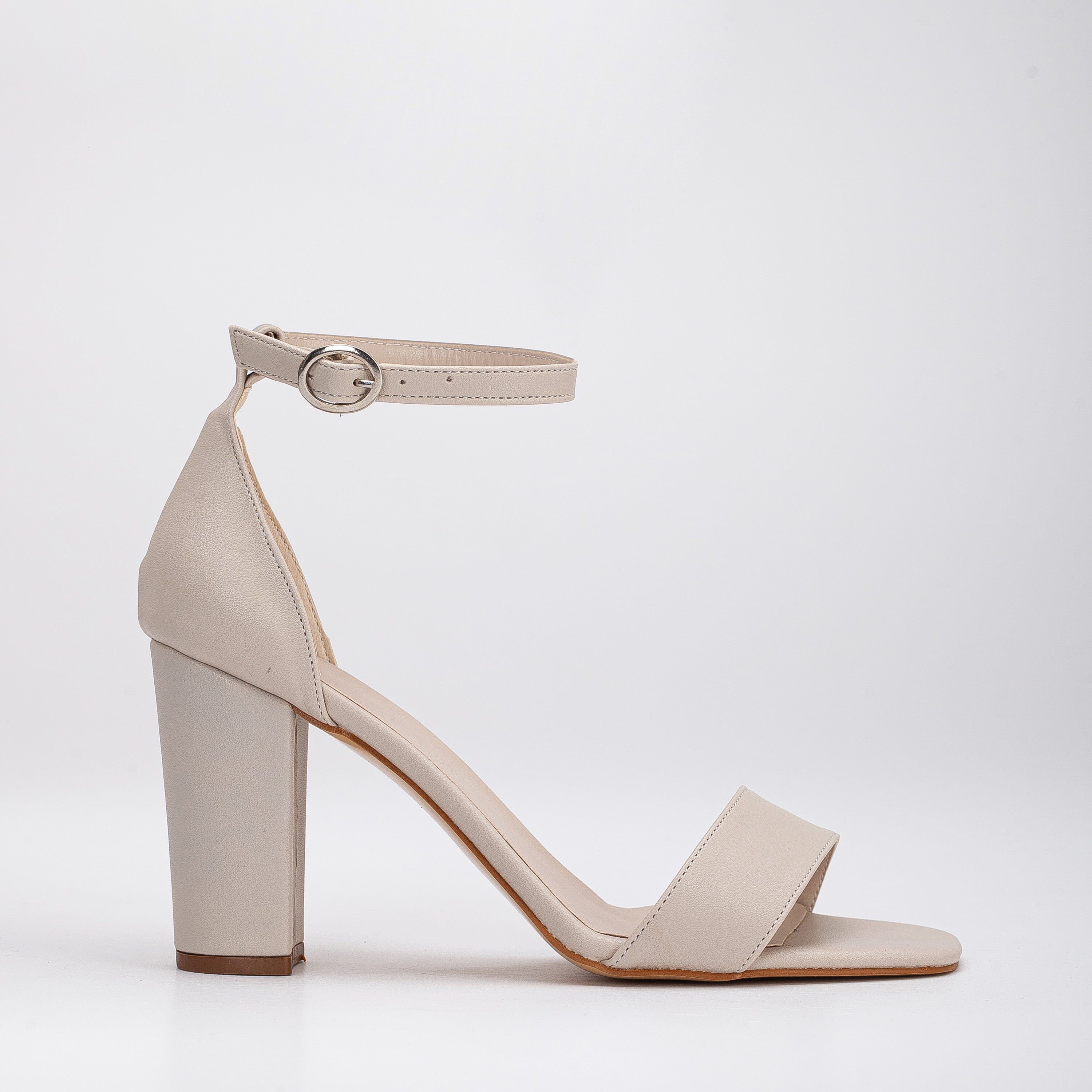 JESS - BEIGE OPEN TOE BLOCK HEELS | King Size