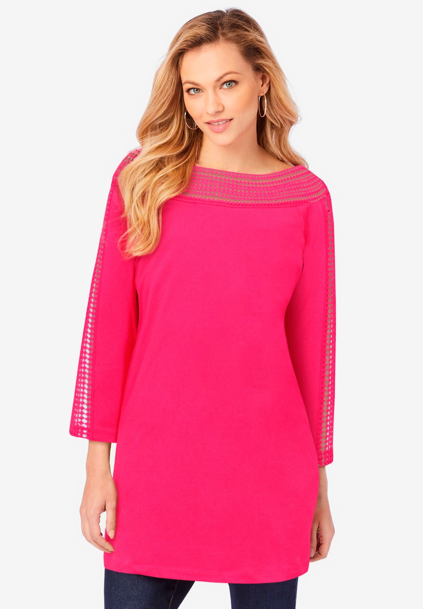 Lace-Trimmed Boatneck Tunic | King Size