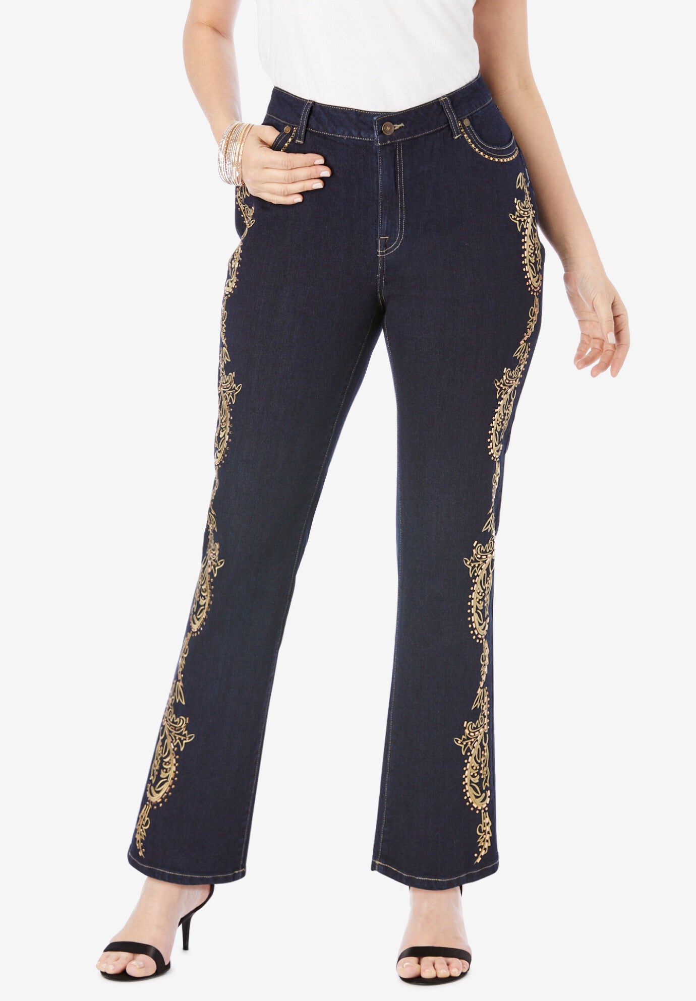 Plus Size Embroidered Bootcut Jean | King Size