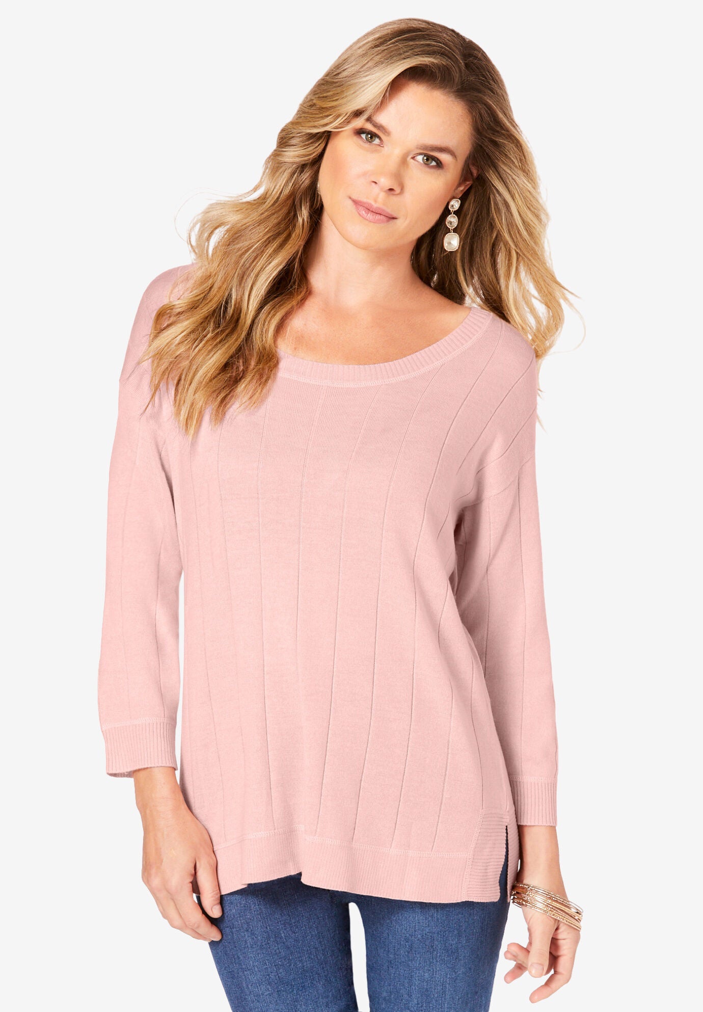 Fine Gauge Drop Needle Ballet Neck Sweater | King Size