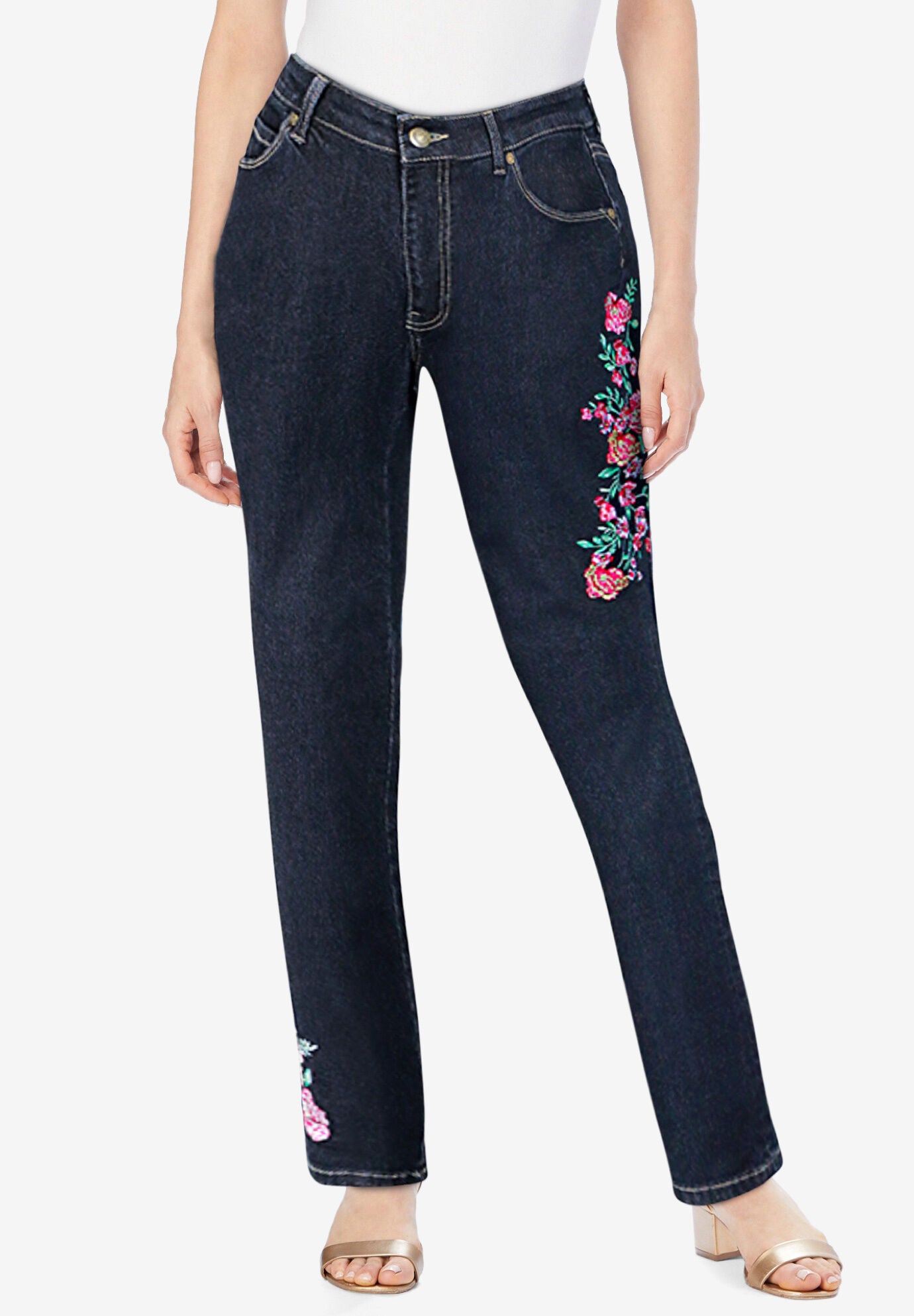 Embroidered Straight-Leg Jean | King Size