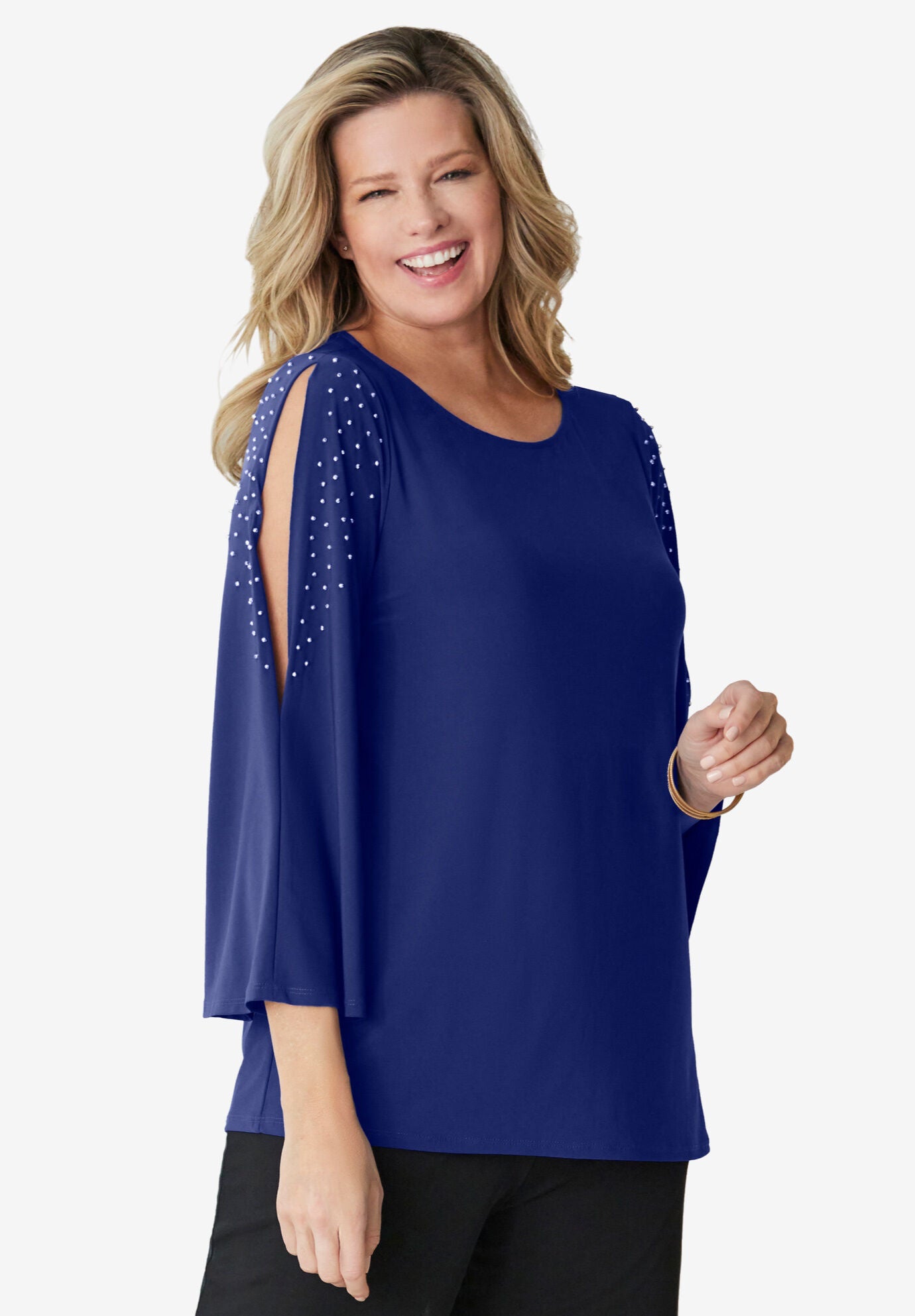 Beaded Cold Shoulder Top | King Size