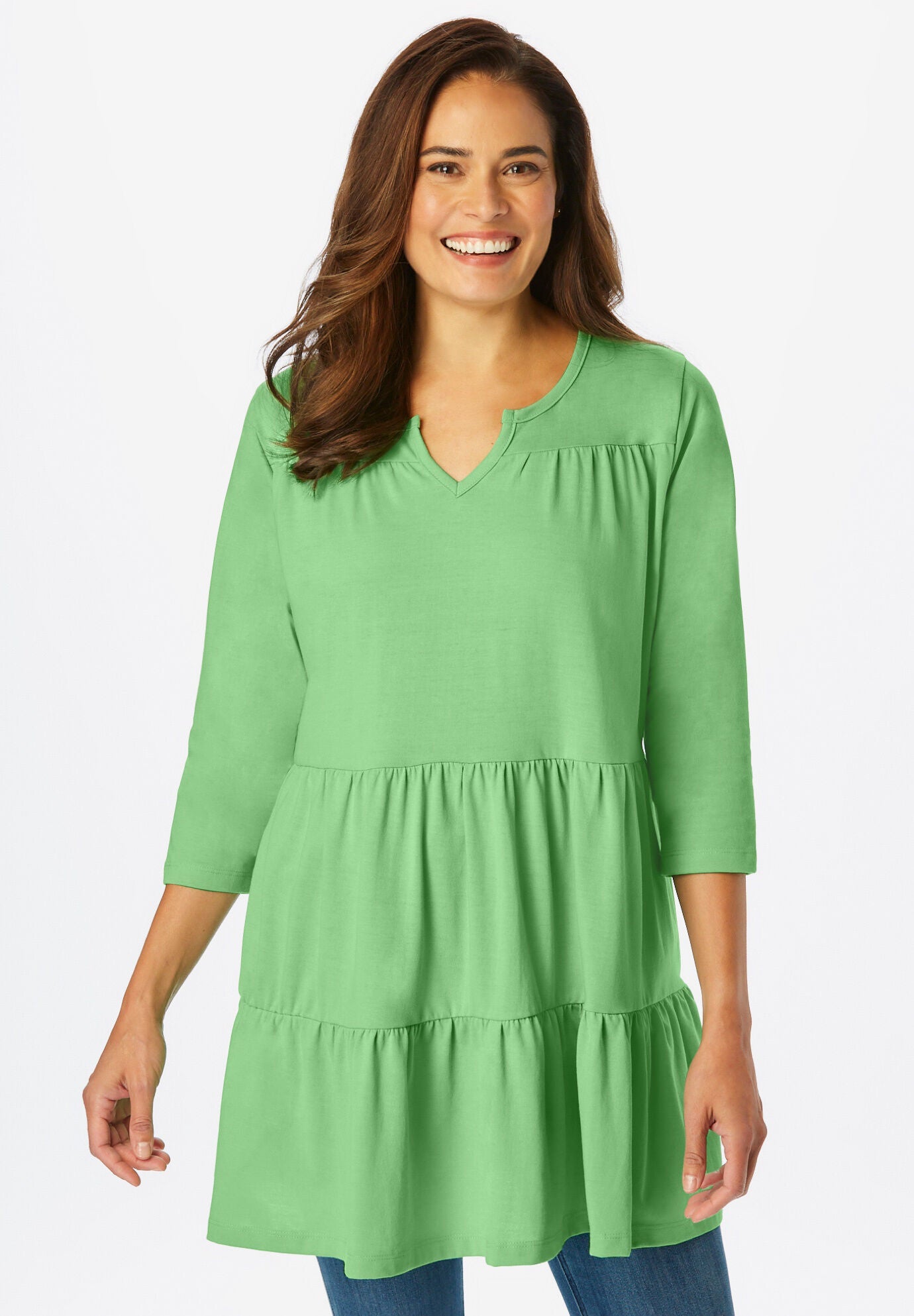 Three-Quarter Sleeve Tiered Tunic | King Size