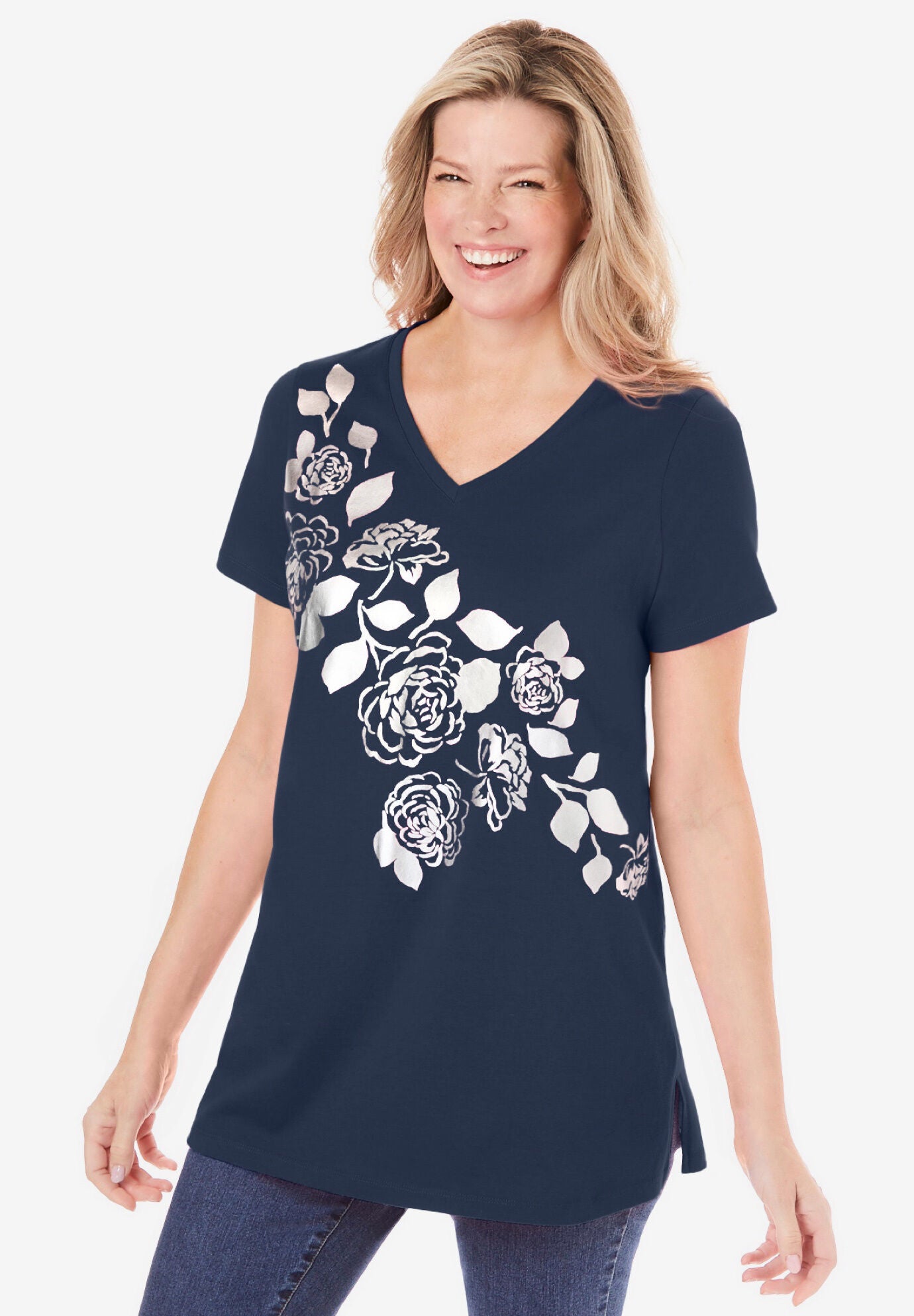 Short-Sleeve Foil Tunic | King Size