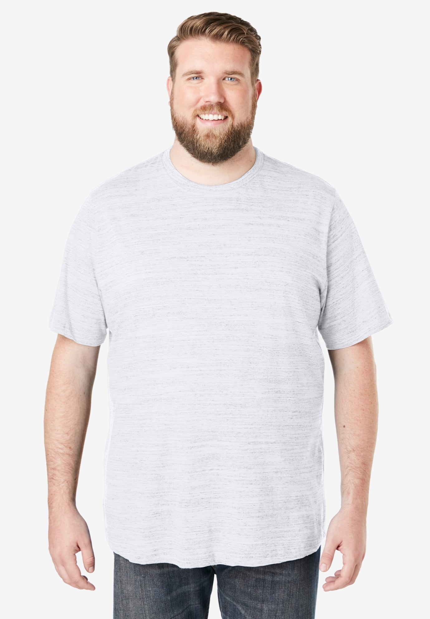 Heavyweight Jersey Crewneck T-Shirt for Daily Wear, White Marl | King Size