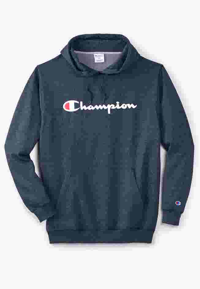Champion Script Hoodie - Relaxed Fit Style, Navy Marl | King Size