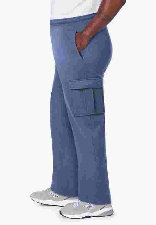 Fleece Cargo Sweatpants - Relaxed Fit & Pockets, Heather Slate Blue ...
