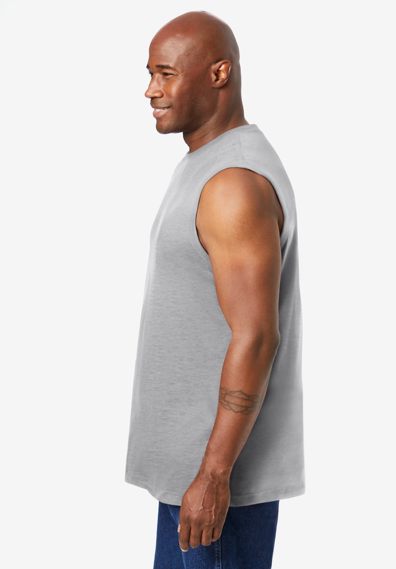 Shrink-Less Lightweight Muscle T-Shirt, Heather Grey | King Size