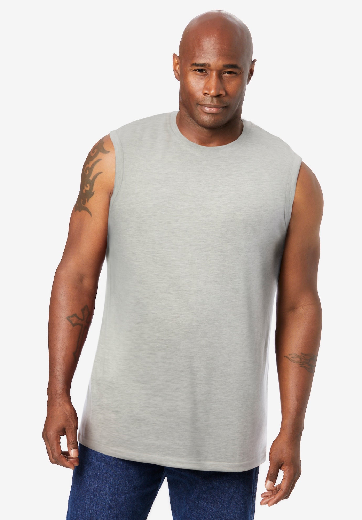 Shrink-Less Lightweight Muscle T-Shirt, Heather Grey | King Size