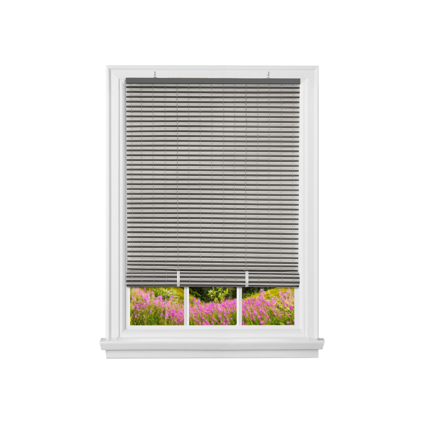 Cordless Veranda Vinyl Roll-Up Blind 72", Charcoal Silver | King Size