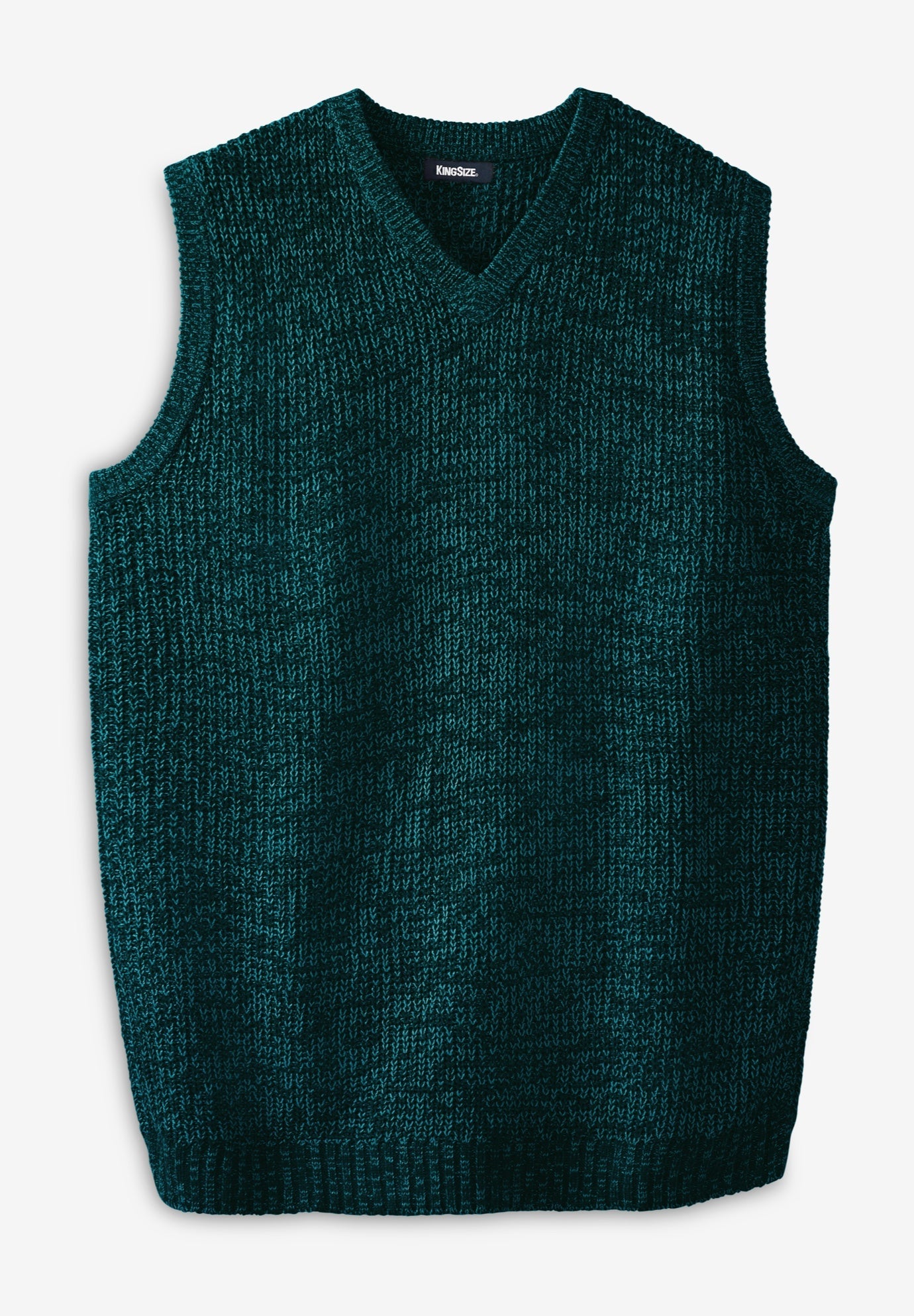 Shaker Knit V-Neck Pullover Sweater Vest, Midnight Teal Marl | King Size