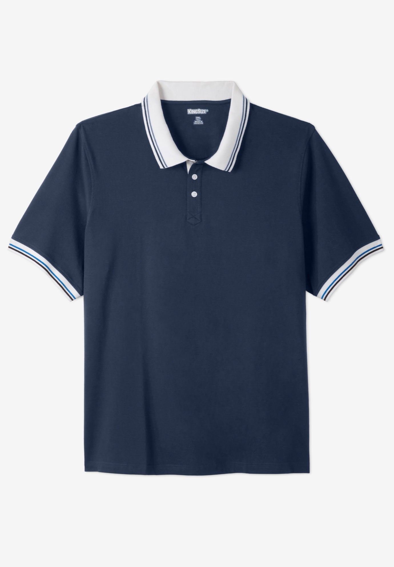 Double Tipped Polo with Twill Lined Placket, Navy | King Size