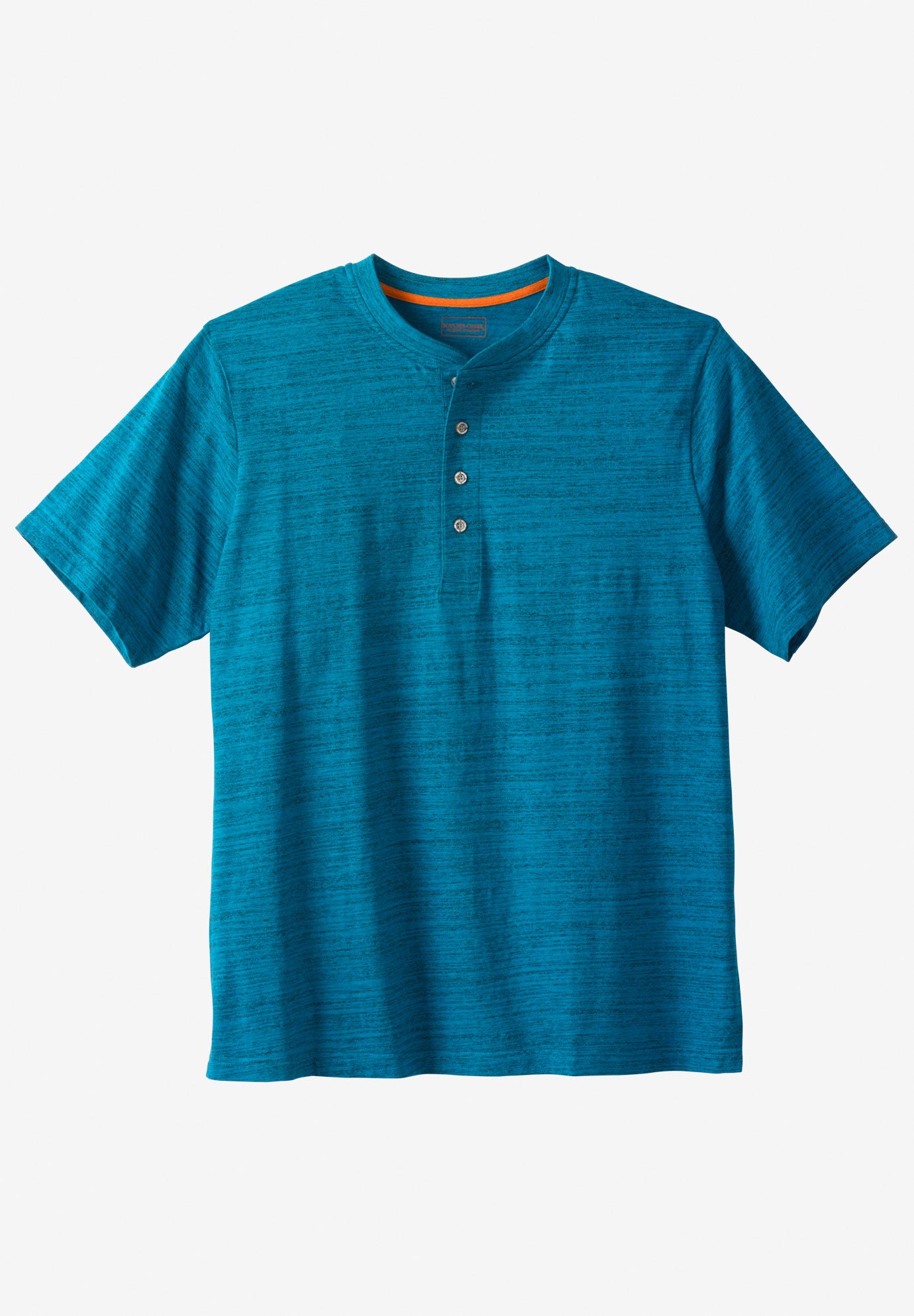 Heavyweight Short-Sleeve Henley Shirt for Men, Midnight Teal | King Size