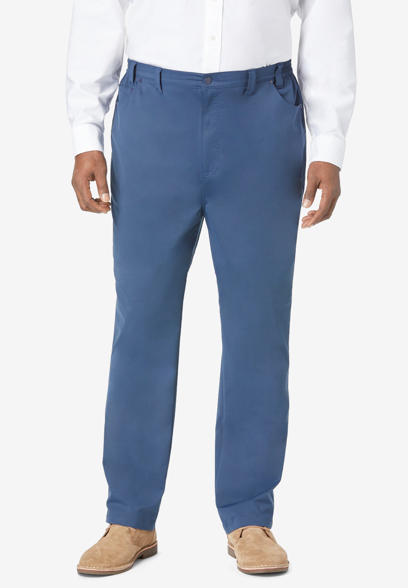 Elastic Waist Open Bottom Pants - 5 Pocket, Navy | King Size